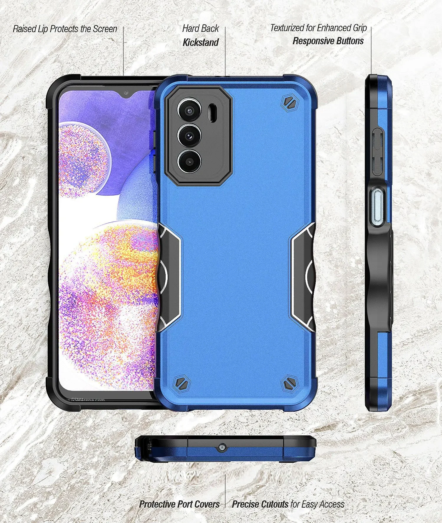 10pcs Side Slip Stripe Armor Phone Case Set for MOTO G60 (Rose Gold)