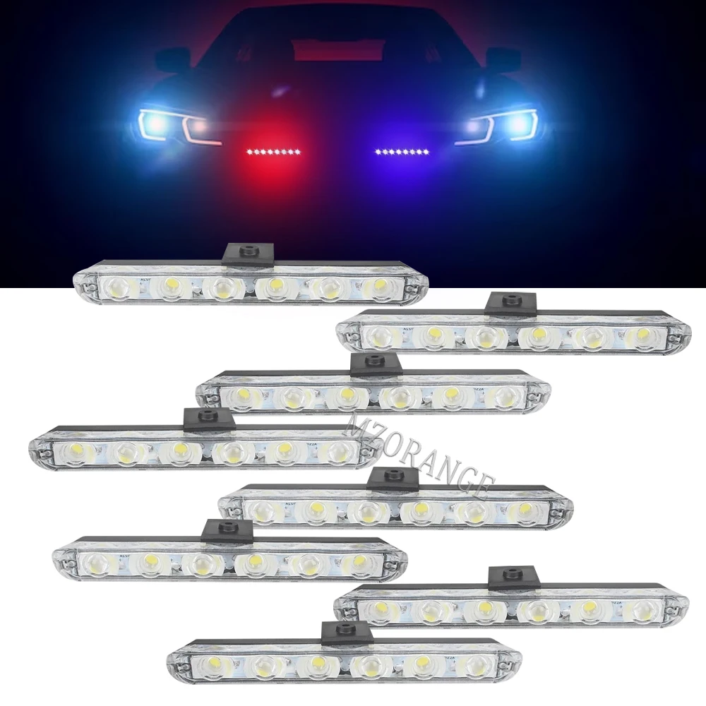 경찰 스트로브 라이트 제어 Drl 자동차 트럭 깜박이 소방관 점멸기 구급차 비상 주간 조명 8x6 Led 12v 스트로보스코프