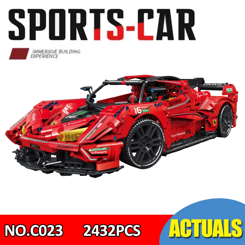 Technical-RC-Moc-Red-Ferraried488-Sports-Car-Model-Building-Blocks ...
