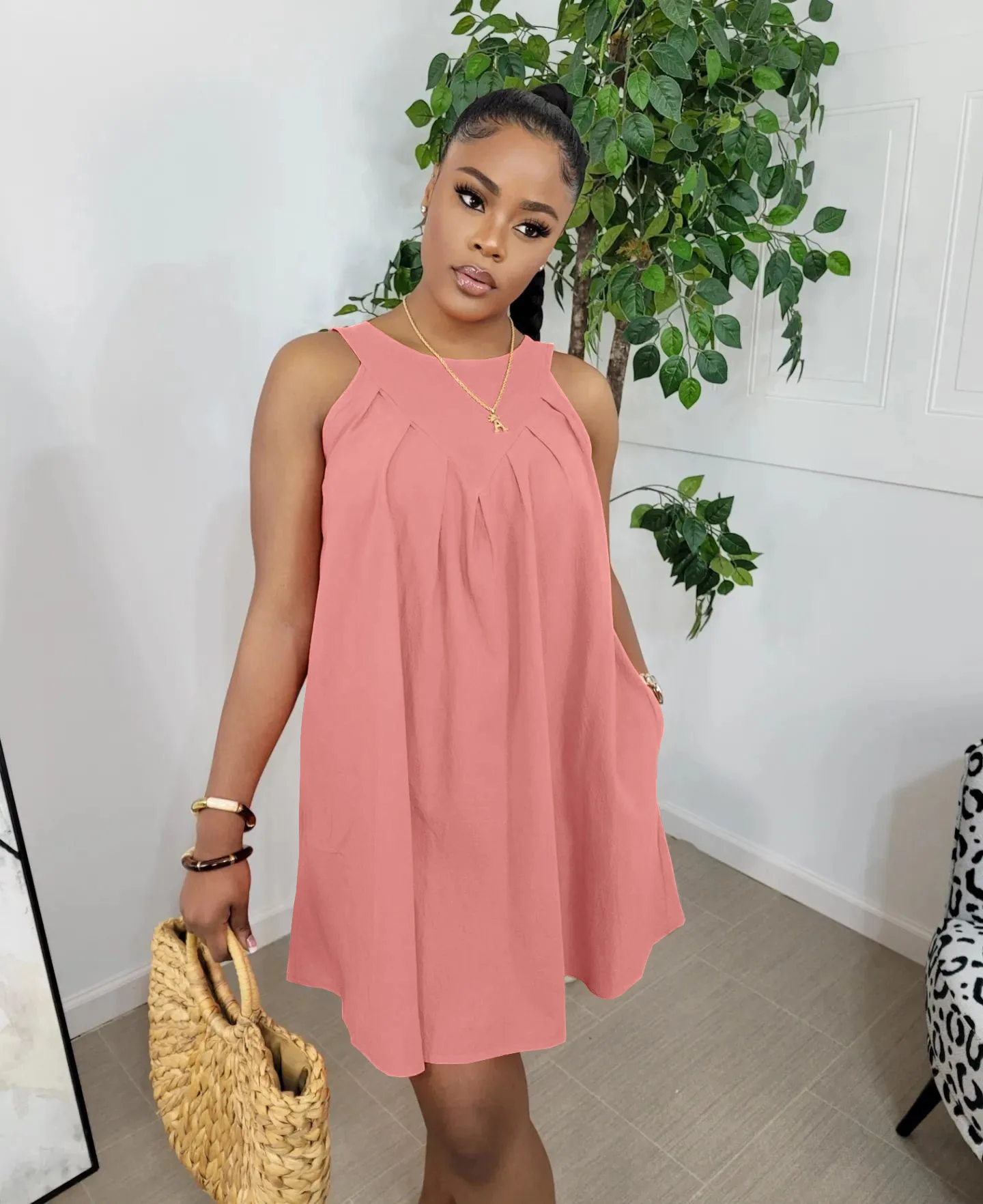 Robe,CM.YAYA-Robe Trapèze Drapée et Élégante pour Femme,Streetwear ...