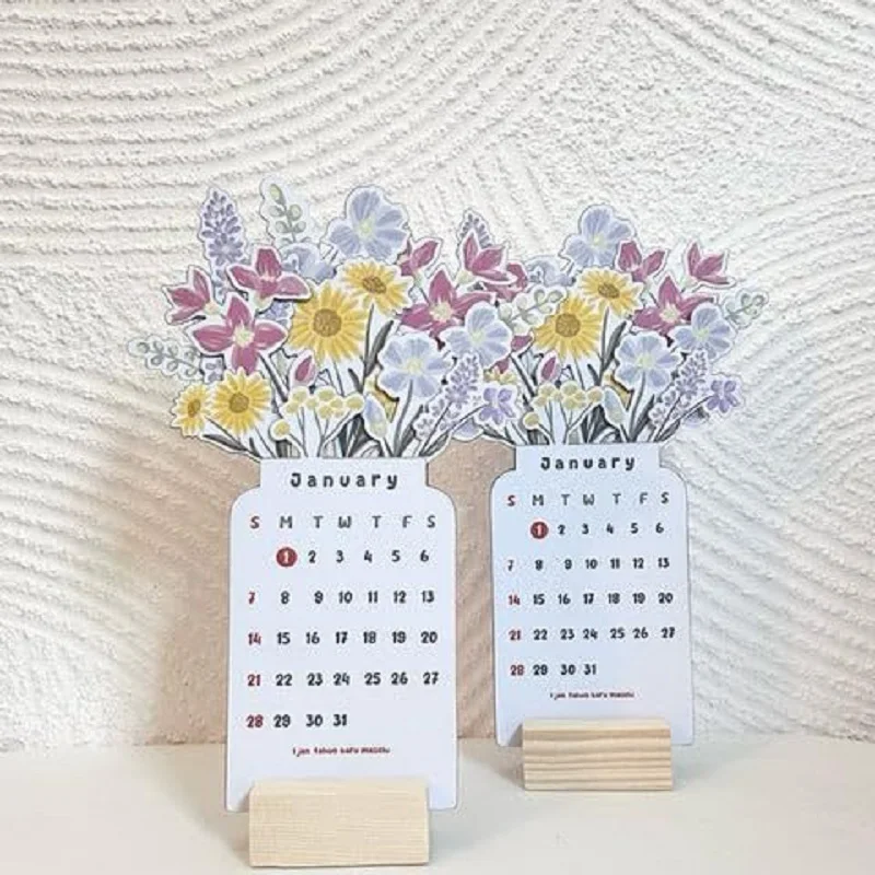 2024-Bloomy-Flowers-Desk-Calendar-Creative-Floral-Desk-Calendar-Pretty ...