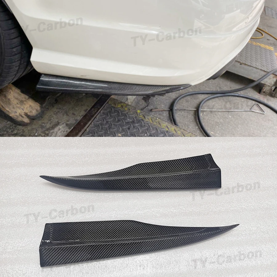 2Pcs-For-C-Class-Carbon-Fiber-Rear-Bumper-Lip-Splitters-Aprons-For-Benz ...