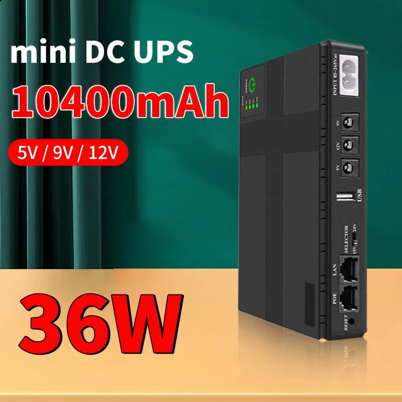 Mini-UPS-36W-Uninterruptible-Power-Supply-DC-5v-9v-12v-output-10400mAh ...