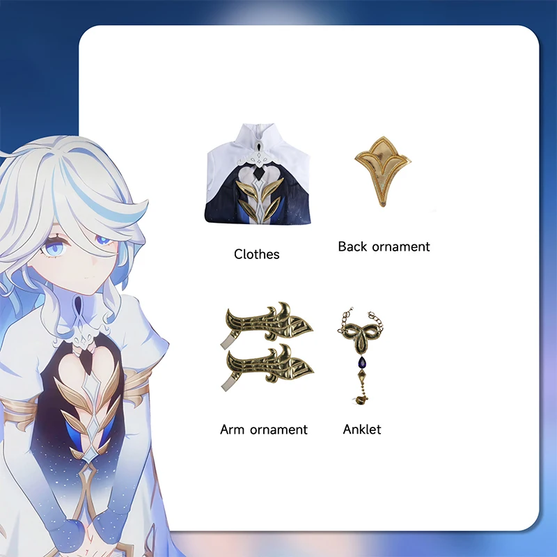 Disfraz de Genshin Impact Furina Focalors, ropa de uso diario, uniforme ...