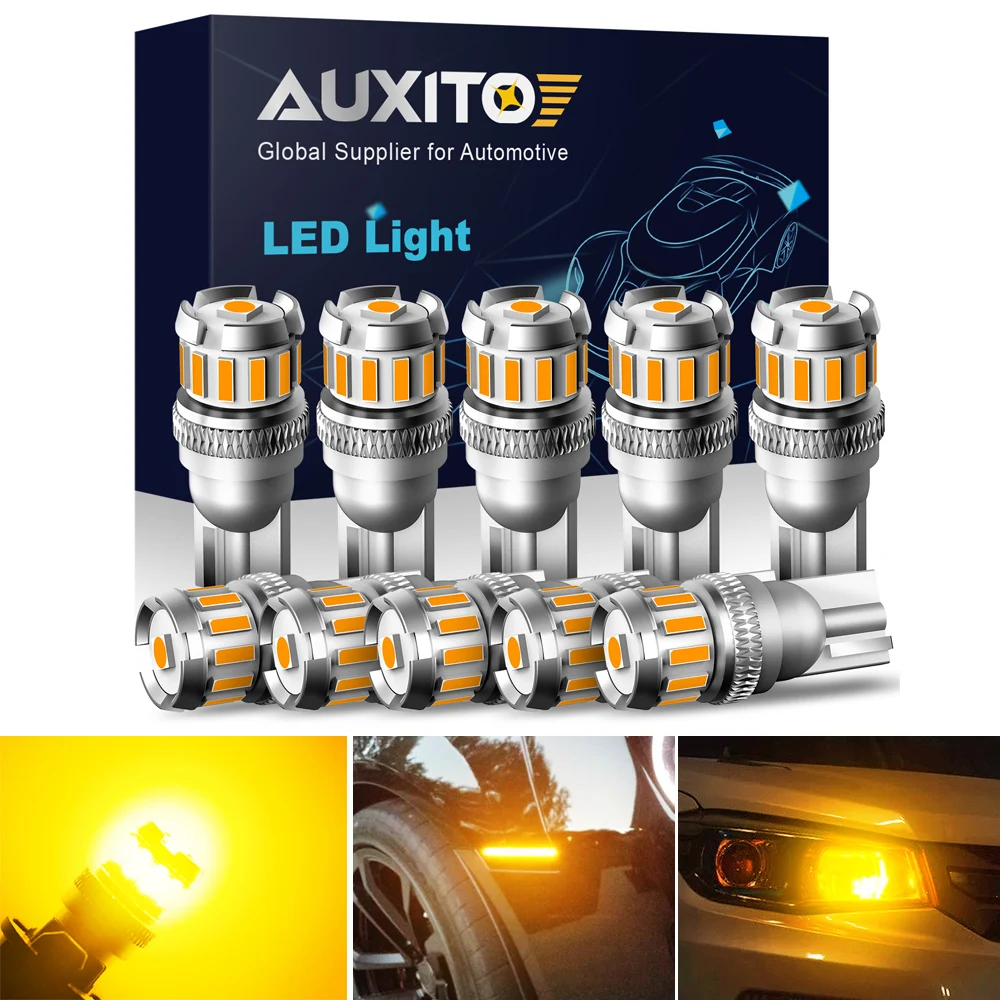 AUXITO 10x T10 Amber LED CANBUS W5W LED No Error Signal Lamp Car ...
