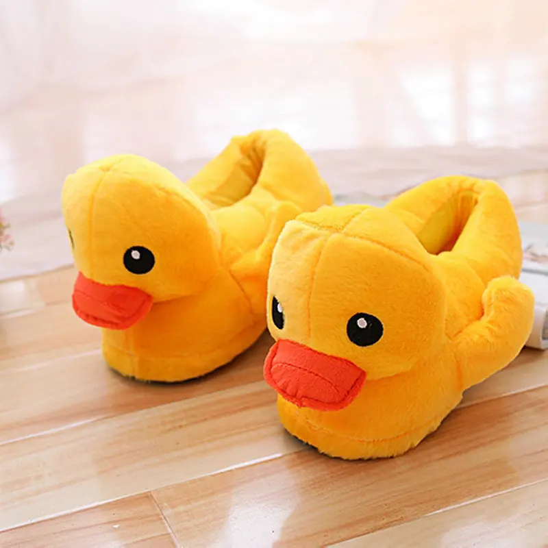 Winter-Women-Home-Yellow-Duck-Fuzzy-Slippers-Cartoon-Slides-Snug ...
