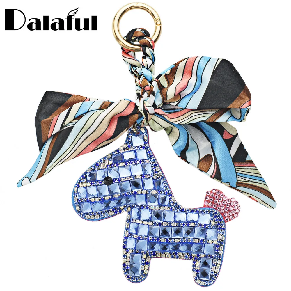 Dalaful Exquisite Horse Scarf Keychains Leather Keyrings Purse Bag ...