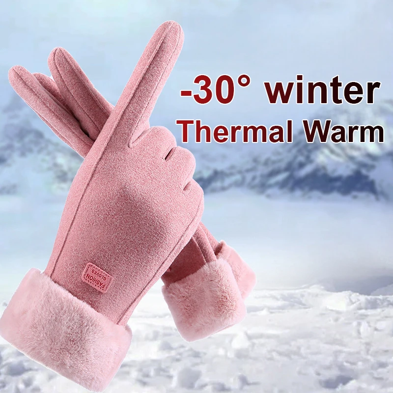 Hot-Fashion-Women-Gloves-Autumn-Winter-Cute-Furry-Warm-Mitts-Full ...