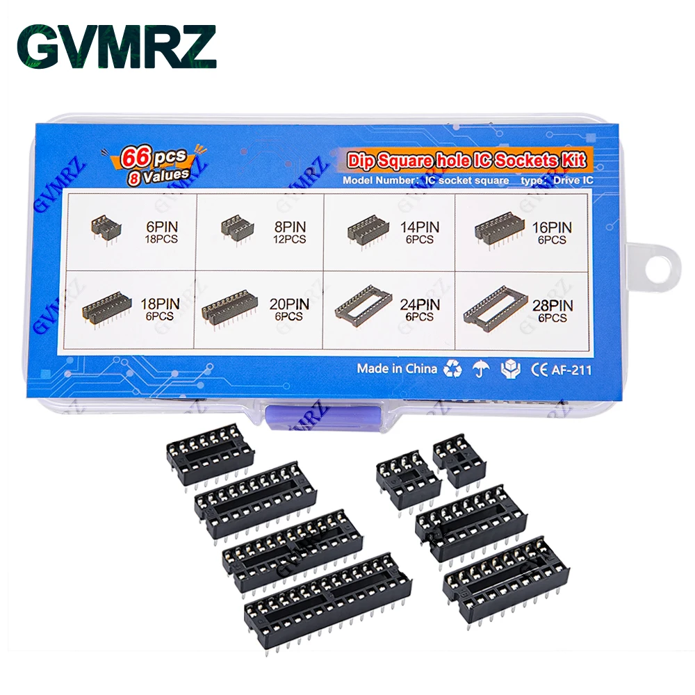 66PCS/lot with Box DIP IC Sockets Adaptor Solder Type Socket Kit 6 8 14 ...
