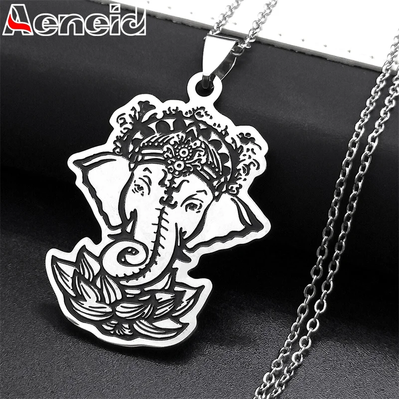 Ganesha Hindu Elefant Halskette Gott des Glücks Anhänger Edelstahl ...