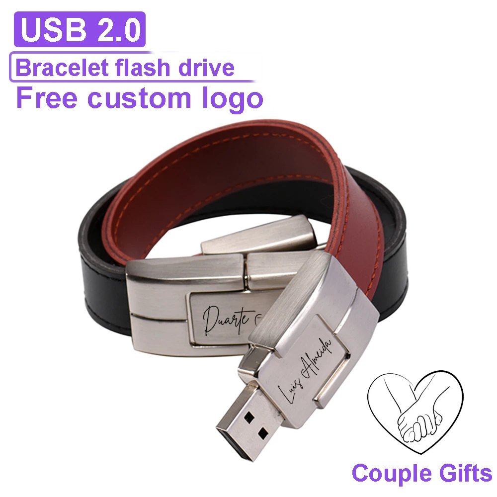 JASTER Fashion Bracelet USB Flash Drive 128GB Leather Memory Stick 64GB ...