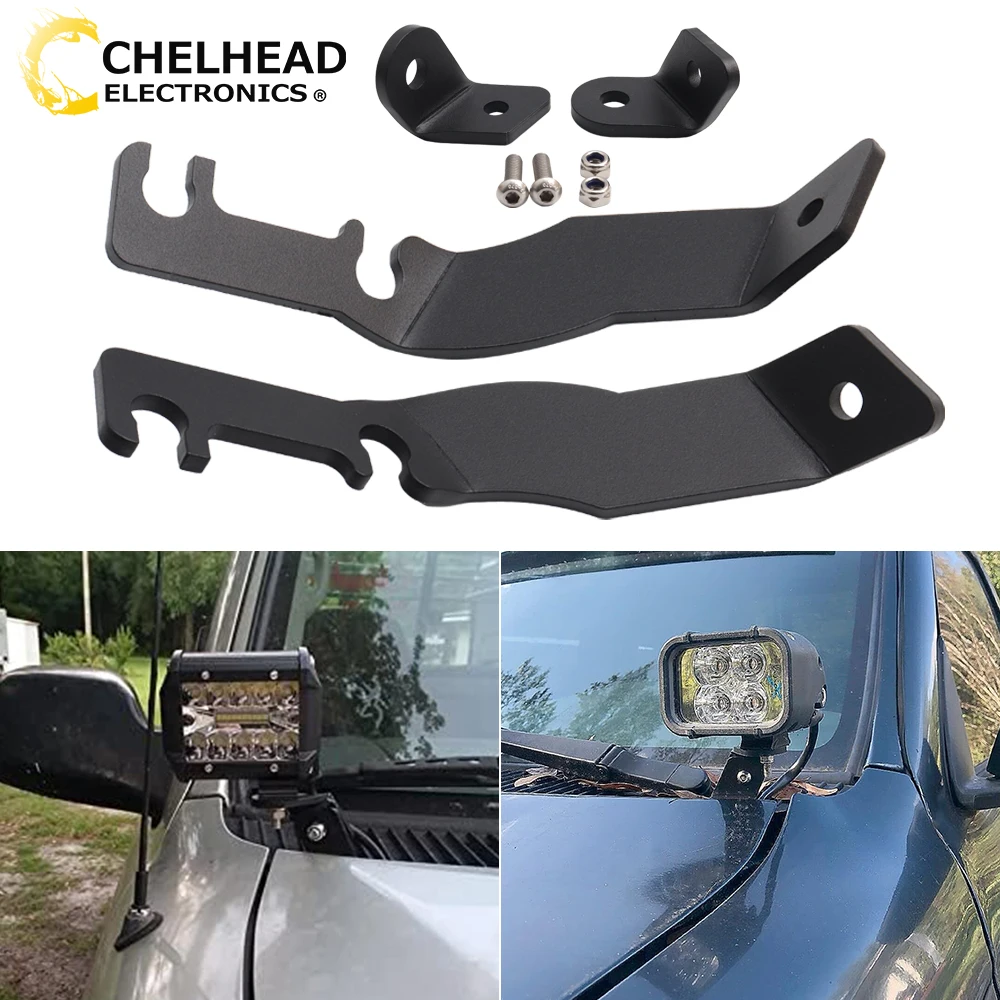 Auto Engine Hood Pillar Led Work Light Mount Bracket Driving Pods Cube ...