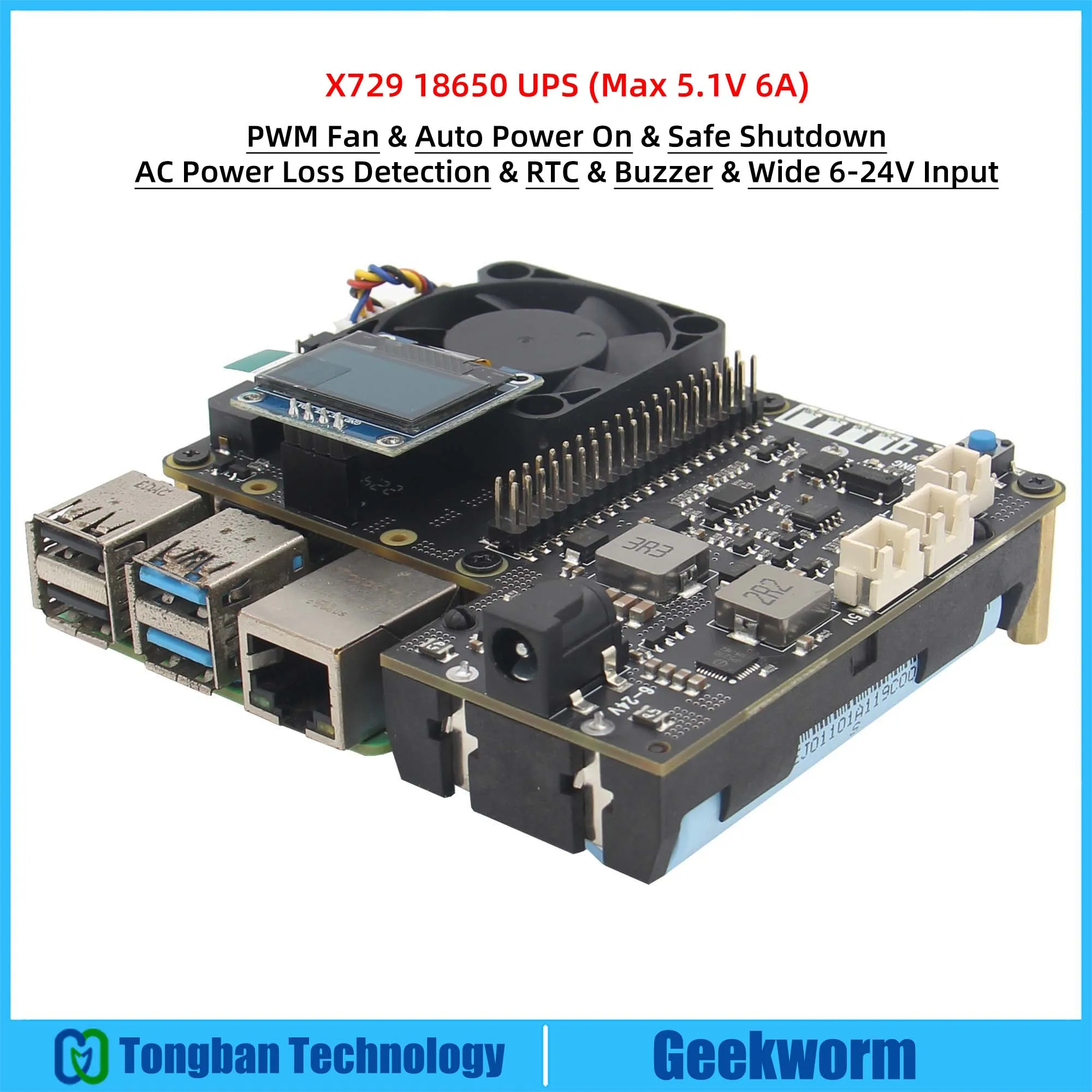 Framboesa pi x729, 18650 ups (máximo 5.1v 6a) com ampla 6 24v entrada ...