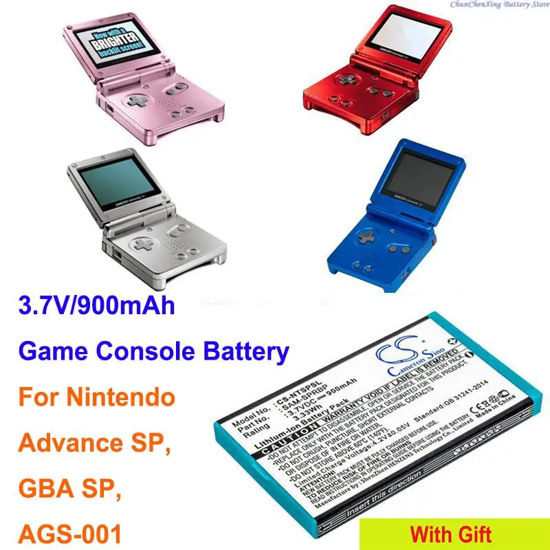 Cameron Sino 900mah Battery Ags-003, Sam-sprbp For Nintendo Advance Sp ...