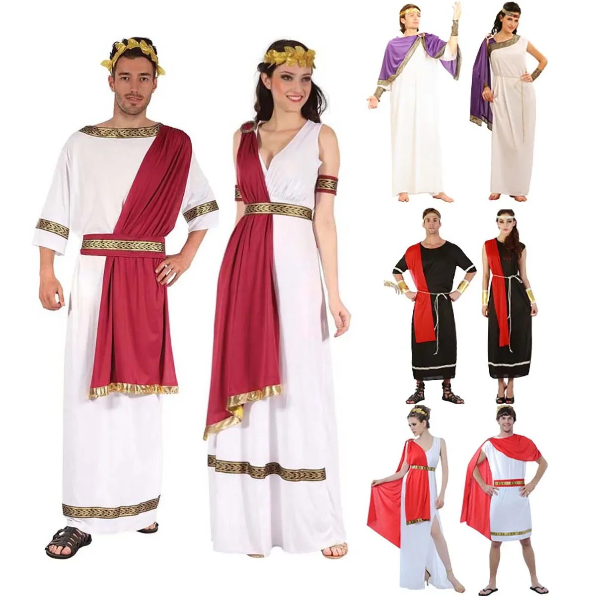 Roman-Emperor-Toga-Cosplay-Costume-para-Homens-e-Mulheres-Halloween ...