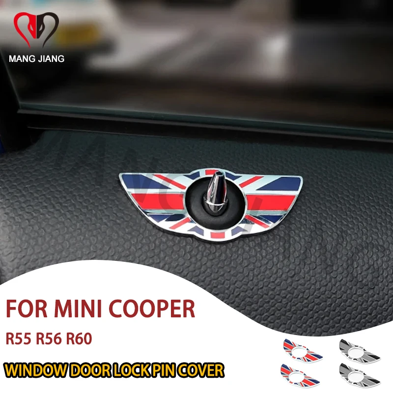 Car Door Pin Lock Wing Emblem Badge Sticker Metal Decoration For Mini ...