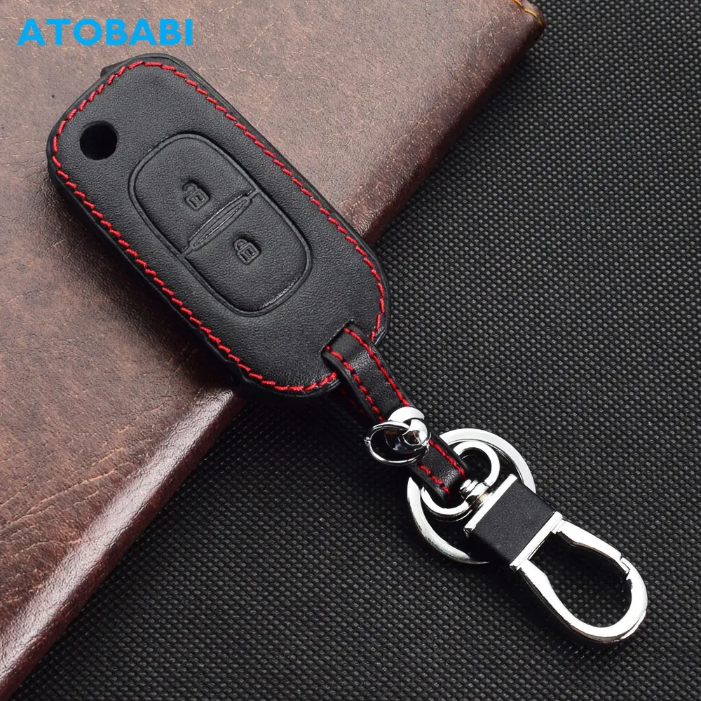Atobabi Leather Car Key Case Folding Keychain For Renault Duster Captur ...