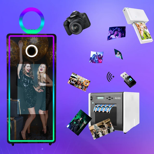 Mirror Photo Booth Selfie Led Frame Portable Touch Screen Magic Mirror Booth Machine With Camera ...