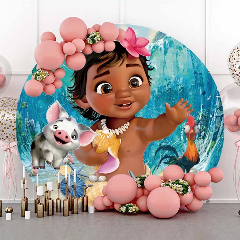 Personalized Disney Moana Princess Round Party Poster Backdrop For Baby ...