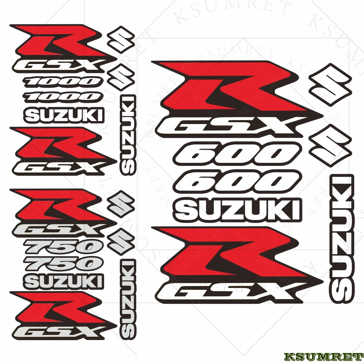Vinyl Suzuki GSXR Sticker Decal 600 750 1000 Logo Set Helmet Emblem Kit ...