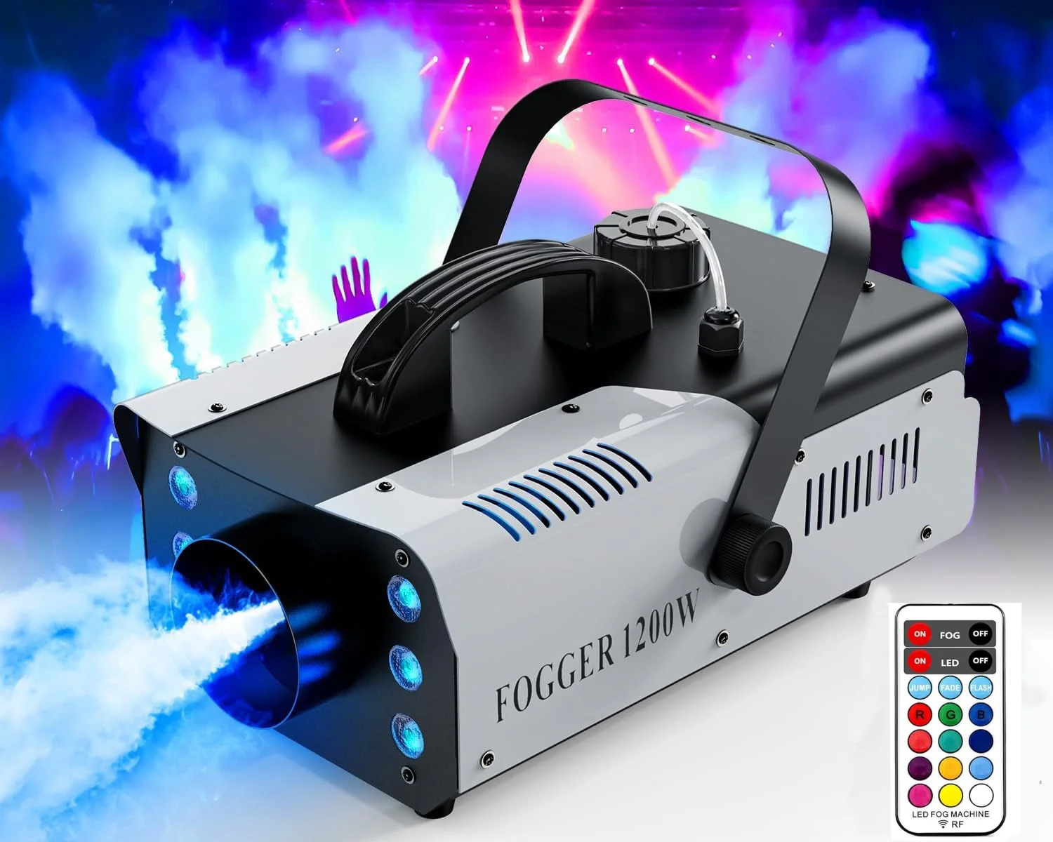 1200W RGB LED Smoke Fog Machine Haze Generator Remote Controlled Fog ...