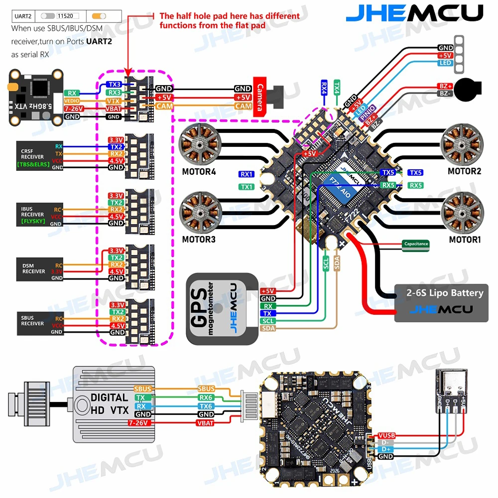 JHEMCU GHF722AIO-HD 40A AIO Baro OSD BlackBox F722 Flight, 47% OFF