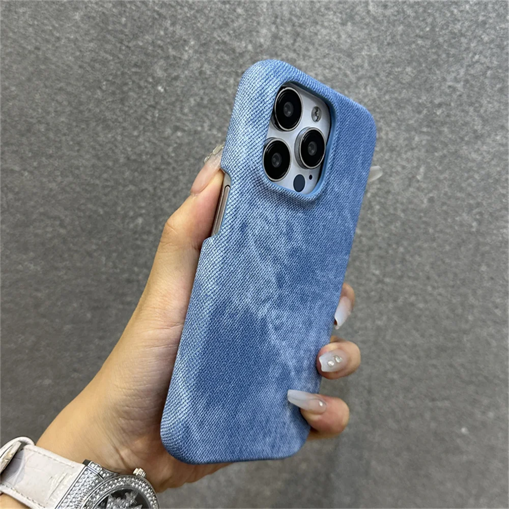 Y2K INS Washed Color Denim Jeans Phone Case For iPhone 16 15 13 14 12 ...