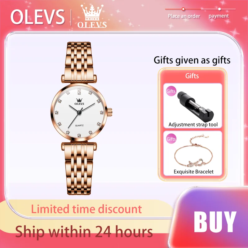 OLEVS-Elegant-Fashion-Women-s-Watches-Stainless-Steel-Strap-Rose-Quartz ...