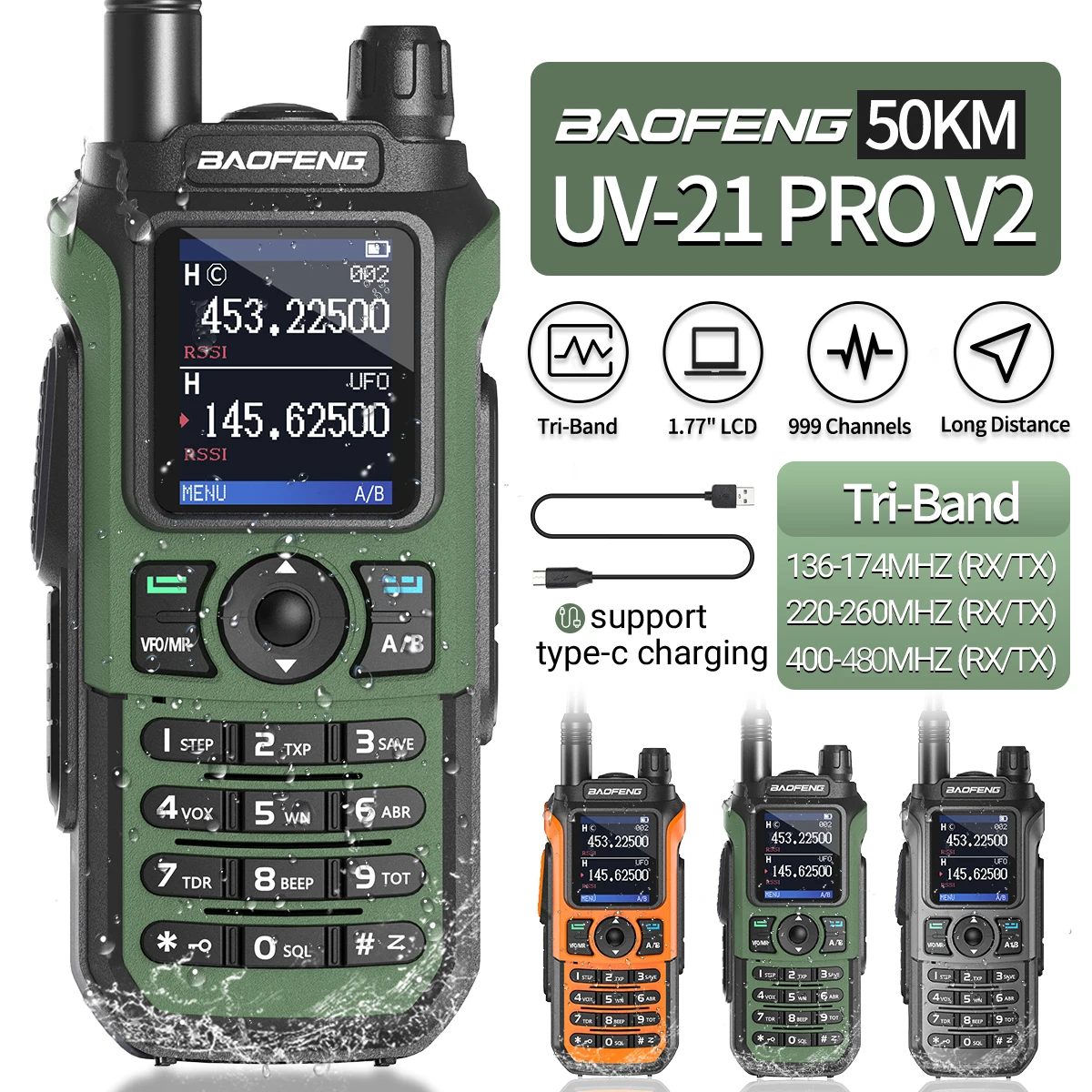 Baofeng-UV-21-Pro-V2-Wireless-Copy-Frequency-Waterproof-16-KM-Long-Range-Walkie-Talkie ...