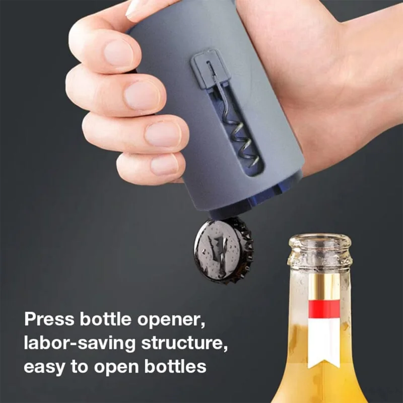 3-In-1 Beer Bottle Opener Magnet Beer Opener Stainless Steel Push Down ...