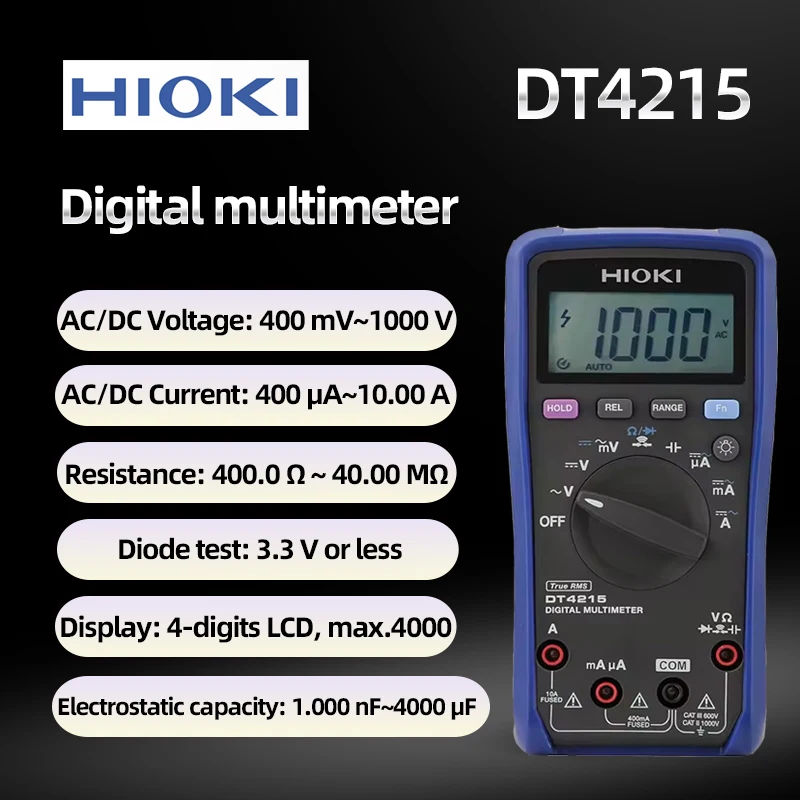 100% New and Original HIOKI DT4215 Digital Multimeter 400.0mV-1000V ...