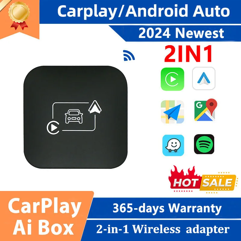 2IN1 Mini AI Box for Apple CarPlay Wireless Adapter Car OEM Wired ...