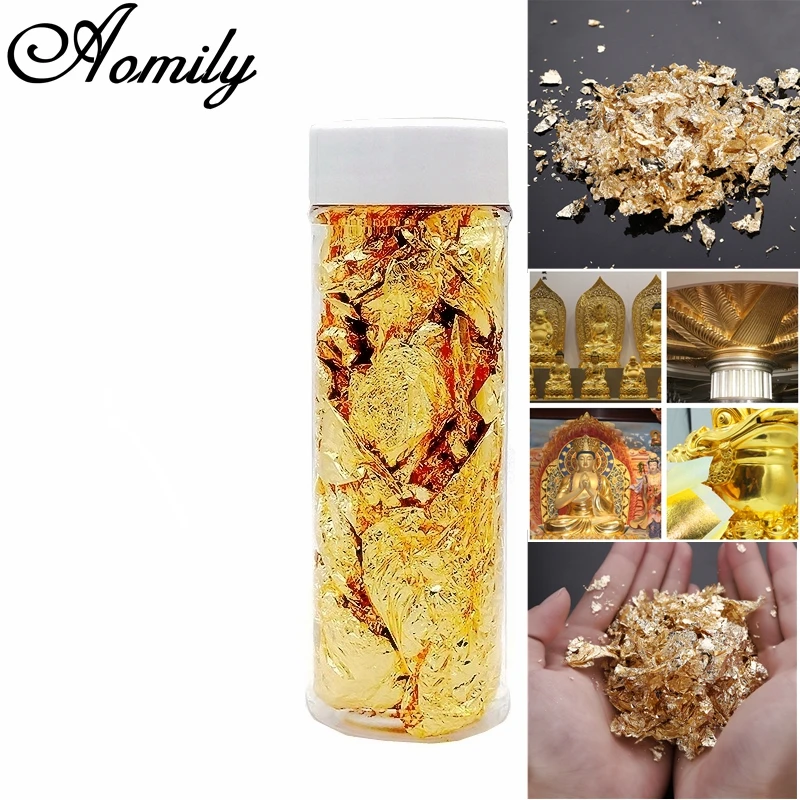 Aomily 2g/5g Genuine Gold Leaf Flake Pure Gold Foil Gilding Handicrafts ...