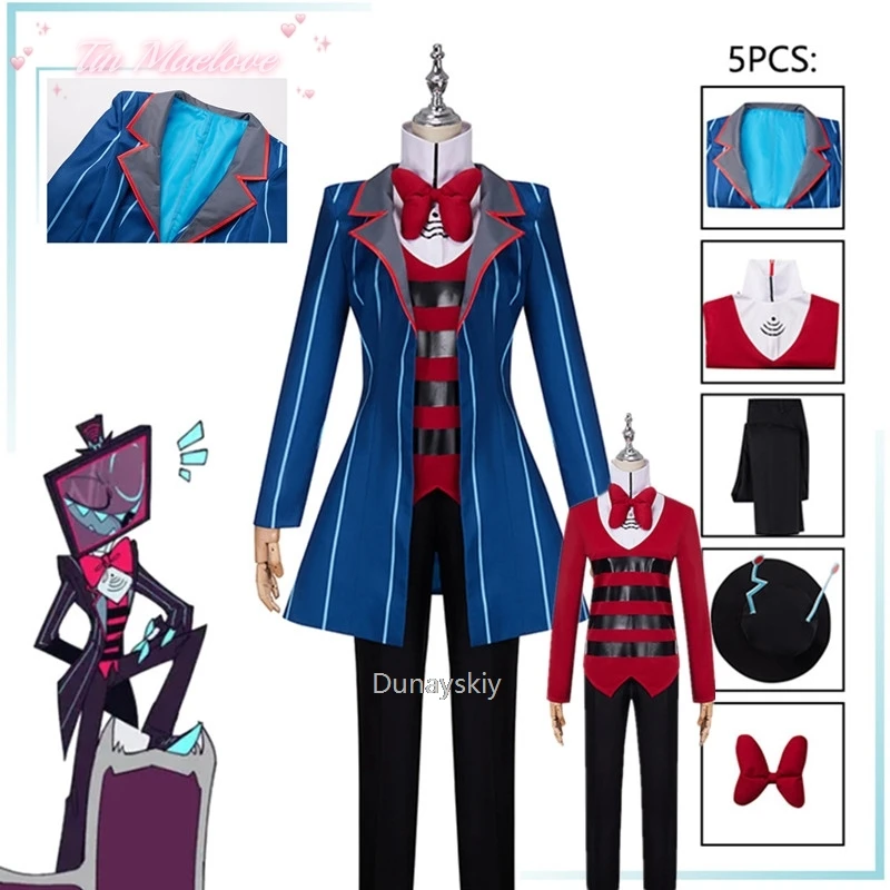 Hazbin Costume Cosplay Hotel Vox Cosplay Uniform Suit Outfit Men ...