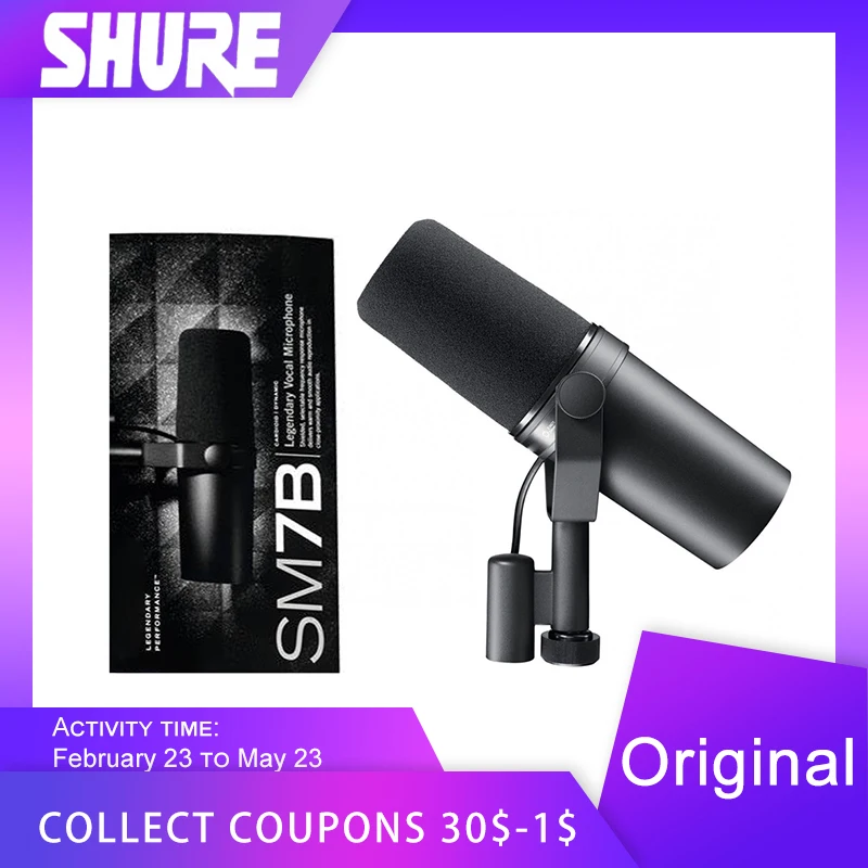 정품 SHURE SM7B 카디오이드 보컬 마이크, 스튜디오 선택 가능한 주파수 마이크, 라이브 녹음 팟캐스팅 방송 마이크 ...