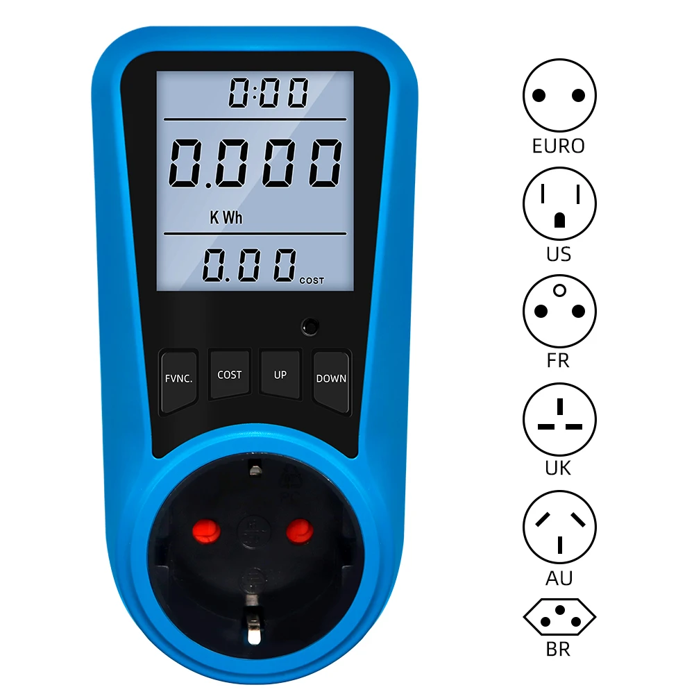 Eu Plug Socket Digital Current Meter Voltmeter Ac Power Meter Time Watt ...