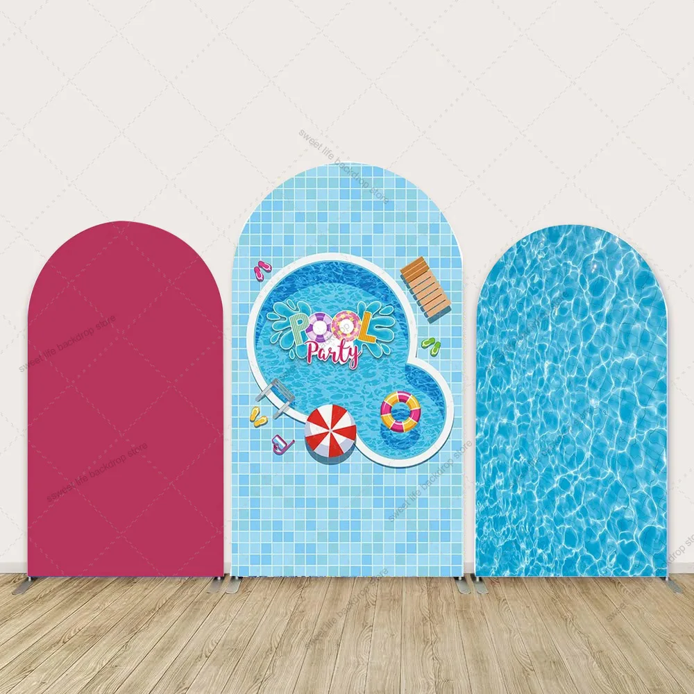 Summer Pool Party Arch Backdrop Kids Baby Shower Banquets Swimming Pool ...