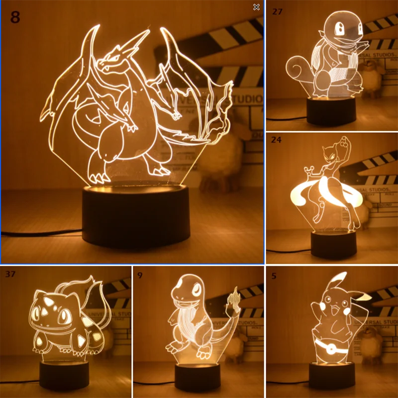 Pokemon-Anime-3d-Night-Lights-Bulbasaur-Charizard-Squirtle-Mewtu-LED ...