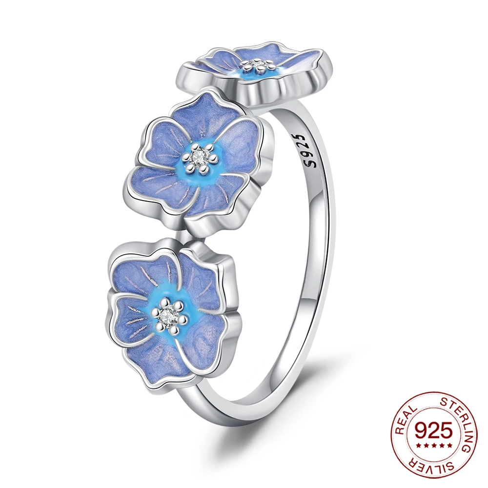 Nuevo anillo de plata 925, anillos de loto azul originales para mujer ...