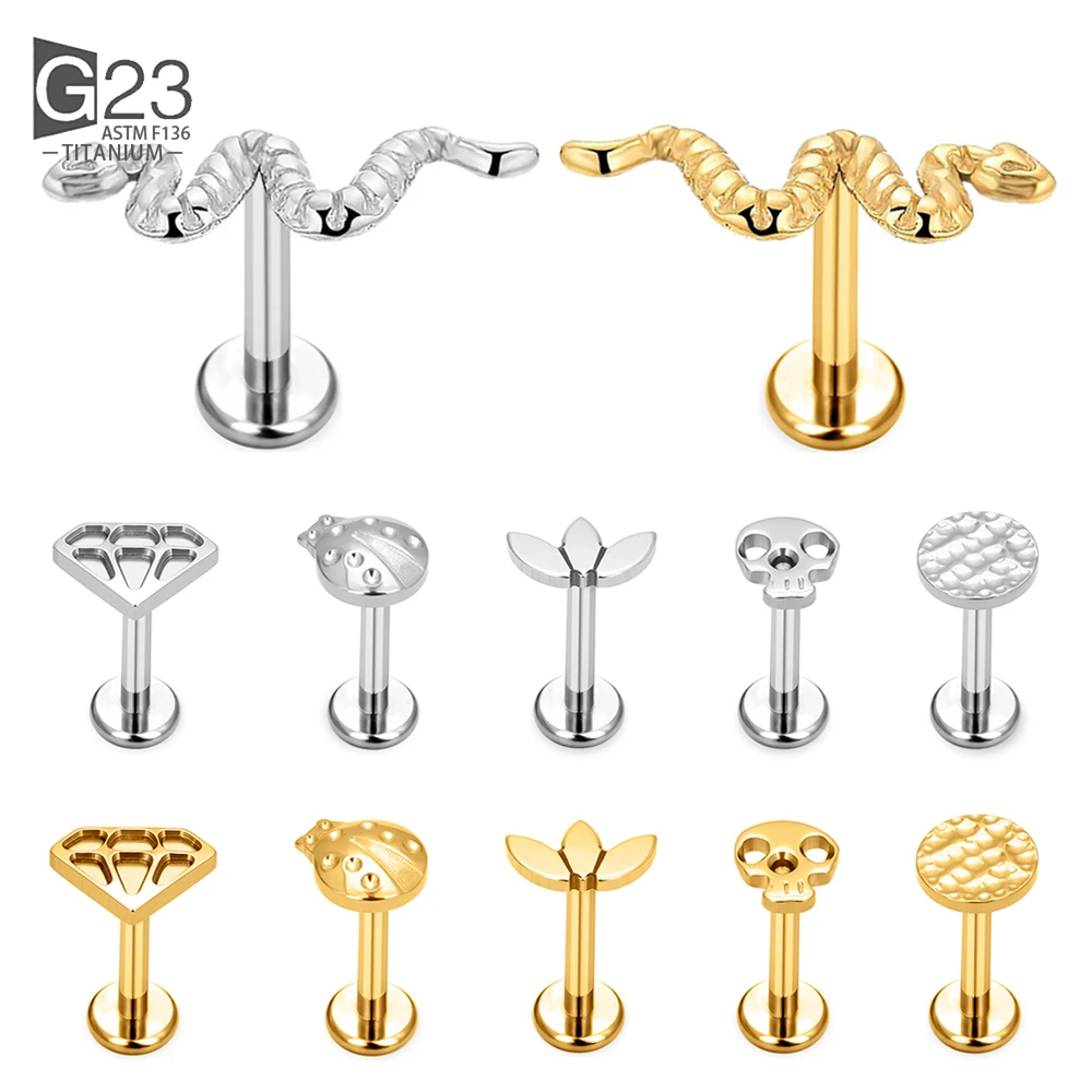 F136 Titanium 16G Pacman Game Ghost Funny Stud Earring Halloween Labret ...