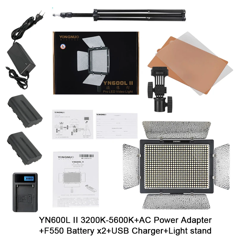 YONGNUO YN600L II LED Video Light Panel with AC Power+battery+charger ...