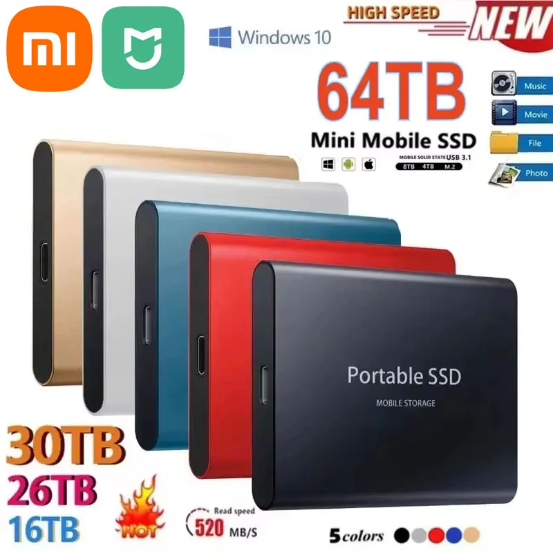 XIAOMI MIJIA - Disco duro externo portátil SSD de 128 TB y 64 TB para ...