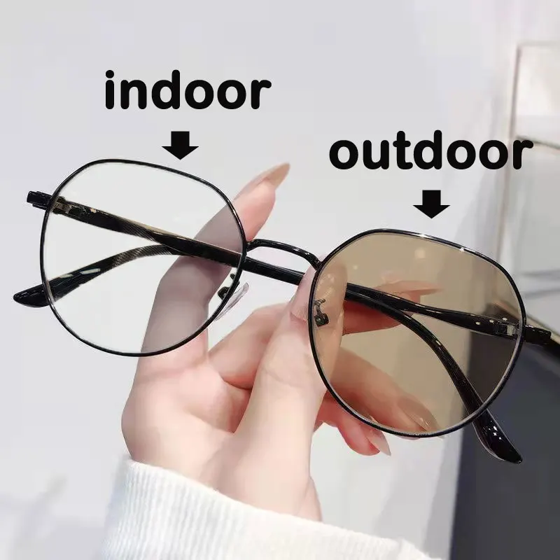 Color Changing Glasses Anti Blue Light Myopia Glasses Full Frame 2022 Outdoor Sunglasses Women ...