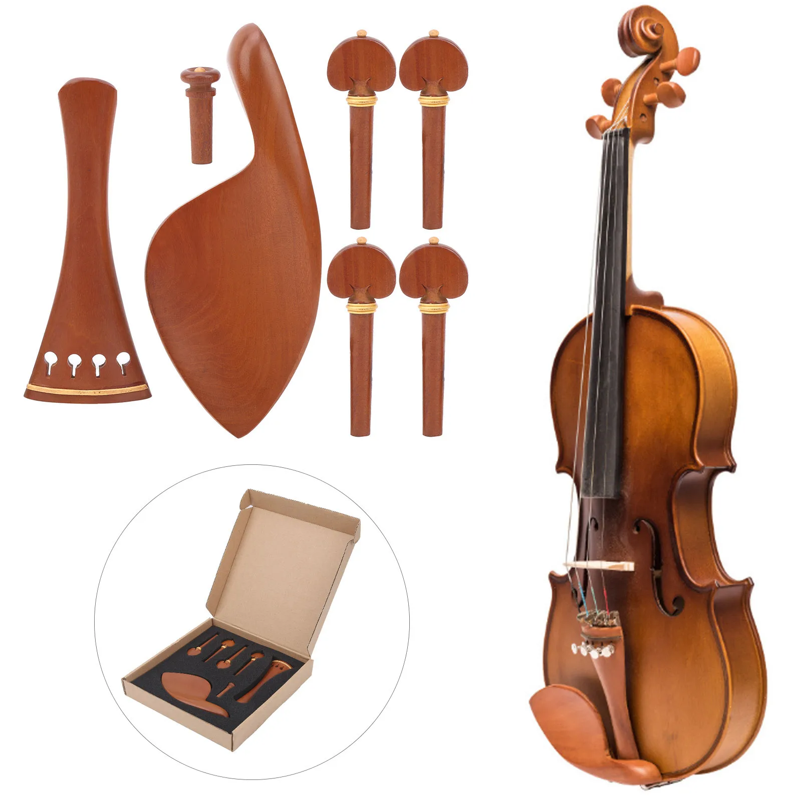 Violin Parts with Chin Rest End Pin Tailpiece Wood Tuning Pegs 4/4 ...