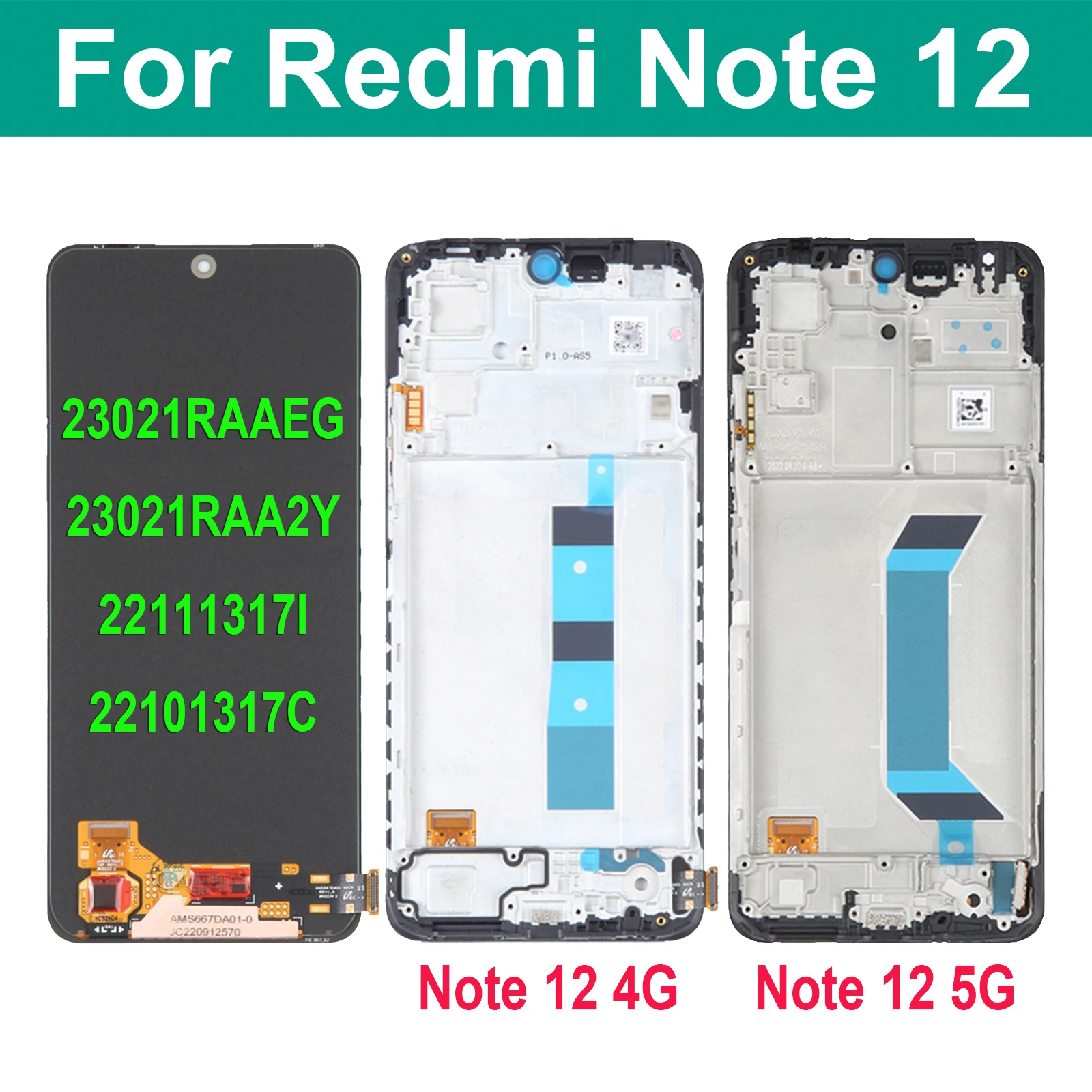 AMOLED-For-Xiaomi-Redmi-Note-12-LCD-Note12-22111317I-22101317C ...