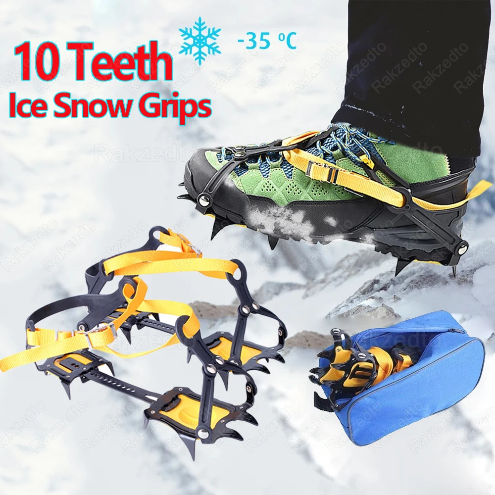 10 Teeth Ice Snow Crampons Ice Gripper Spike for Shoes Non-slip Winter ...