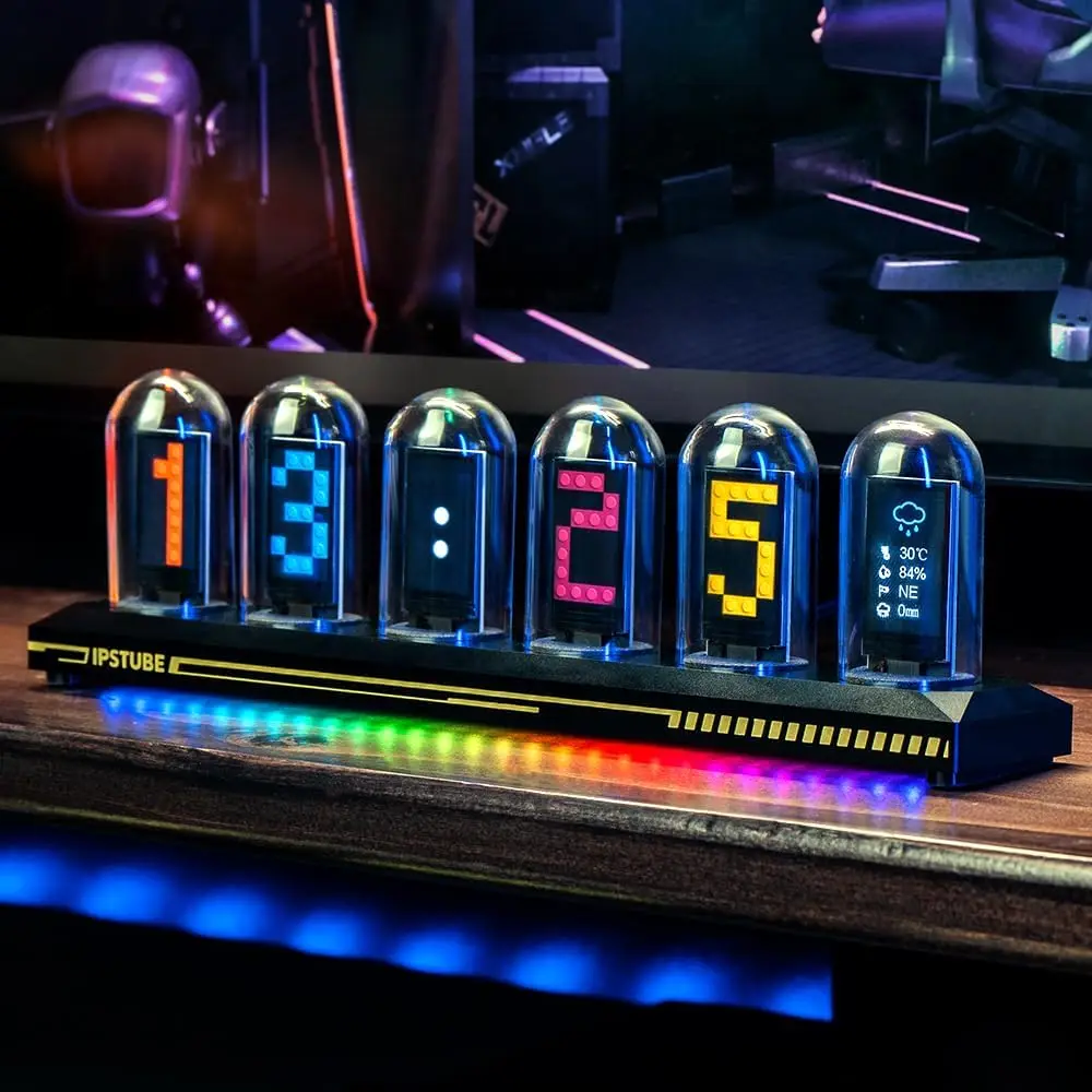 RGB-LED-Nixie-Tube-Clock-Glows-IPS-Color-Screen-DIY-Analog-Digital-Tube ...