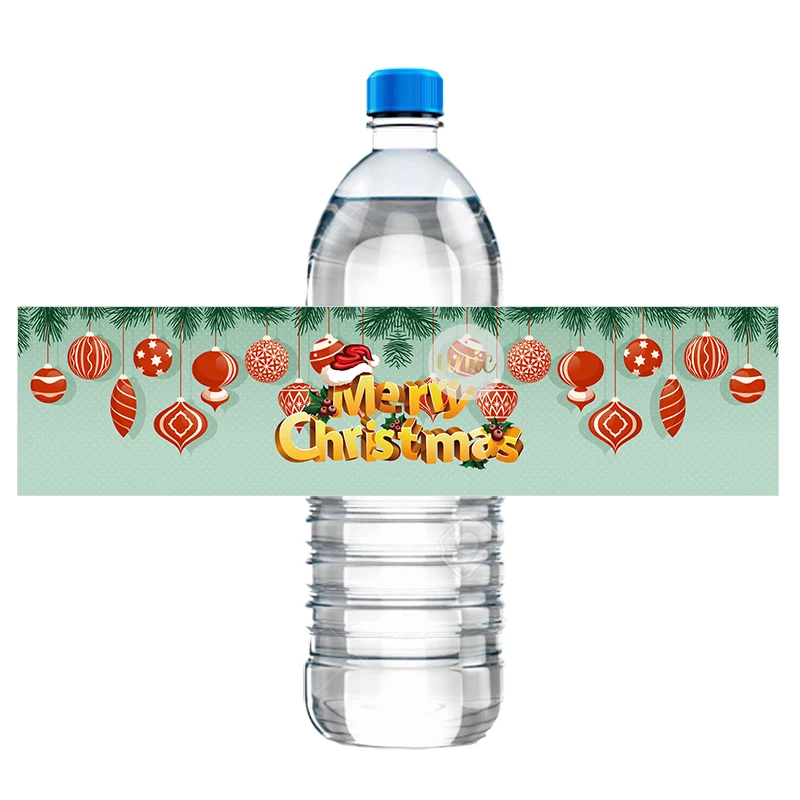 Etiquetas para botellas de agua con texto en inglés "Merry Christmas ...