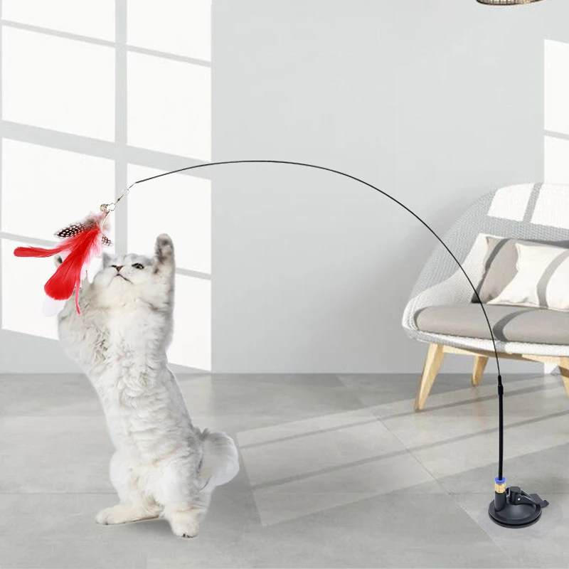 Interactive-Cat-Toy-Handfree-Cat-Stick-Toy-Suction-Cup-Teaser-Toy-for ...