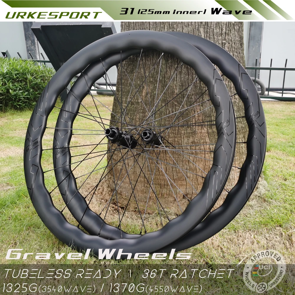 700c 31mm Wave Gravel Carbon Disc Brake Wheels Ultralight 1325g UR03D ...